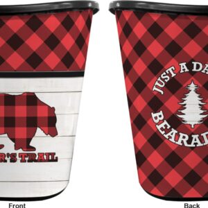 RNK Shops Personalized Lumberjack Plaid Waste Basket - Double Sided (Black)