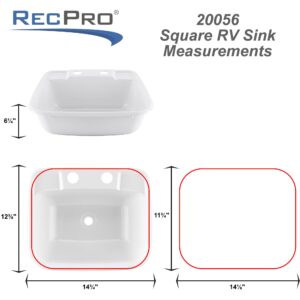 RecPro RV Rectangle Bathroom Sink (White) w/Brushed Nickel Teapot Faucet | RV Lavatory Sink w/faucet | Camper Sink