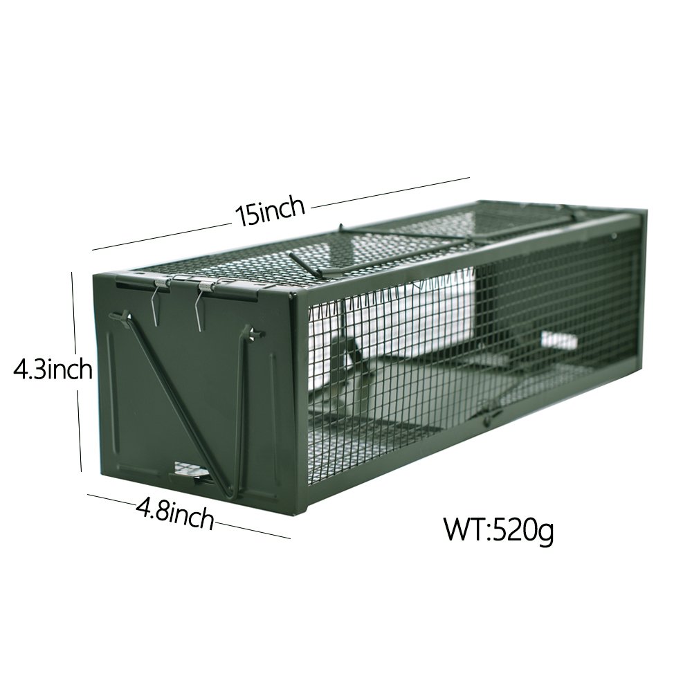 Humane Animal Live Cage Rat Cage Trap with 2 Doors for Mice Hamsters Chipmunks Rodents Gopher Control 15.2"x4.9"x4.2".