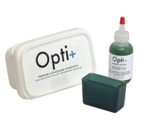 opti+ ultrasound probe standoff kit, cleaning solution, high clarity standoff, case