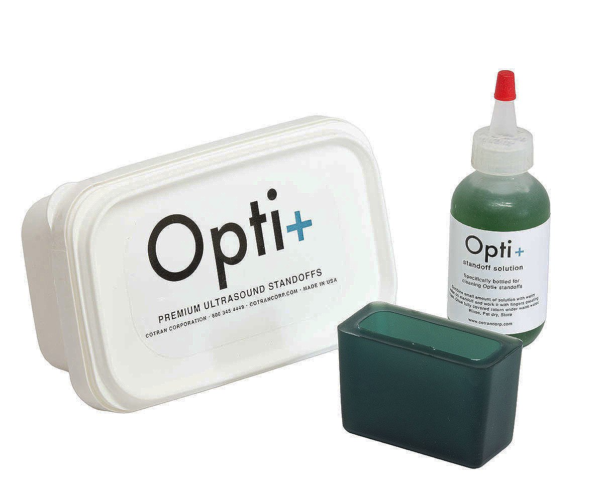 Opti+ Ultrasound Probe Standoff Kit, Cleaning Solution, High Clarity Standoff, Case