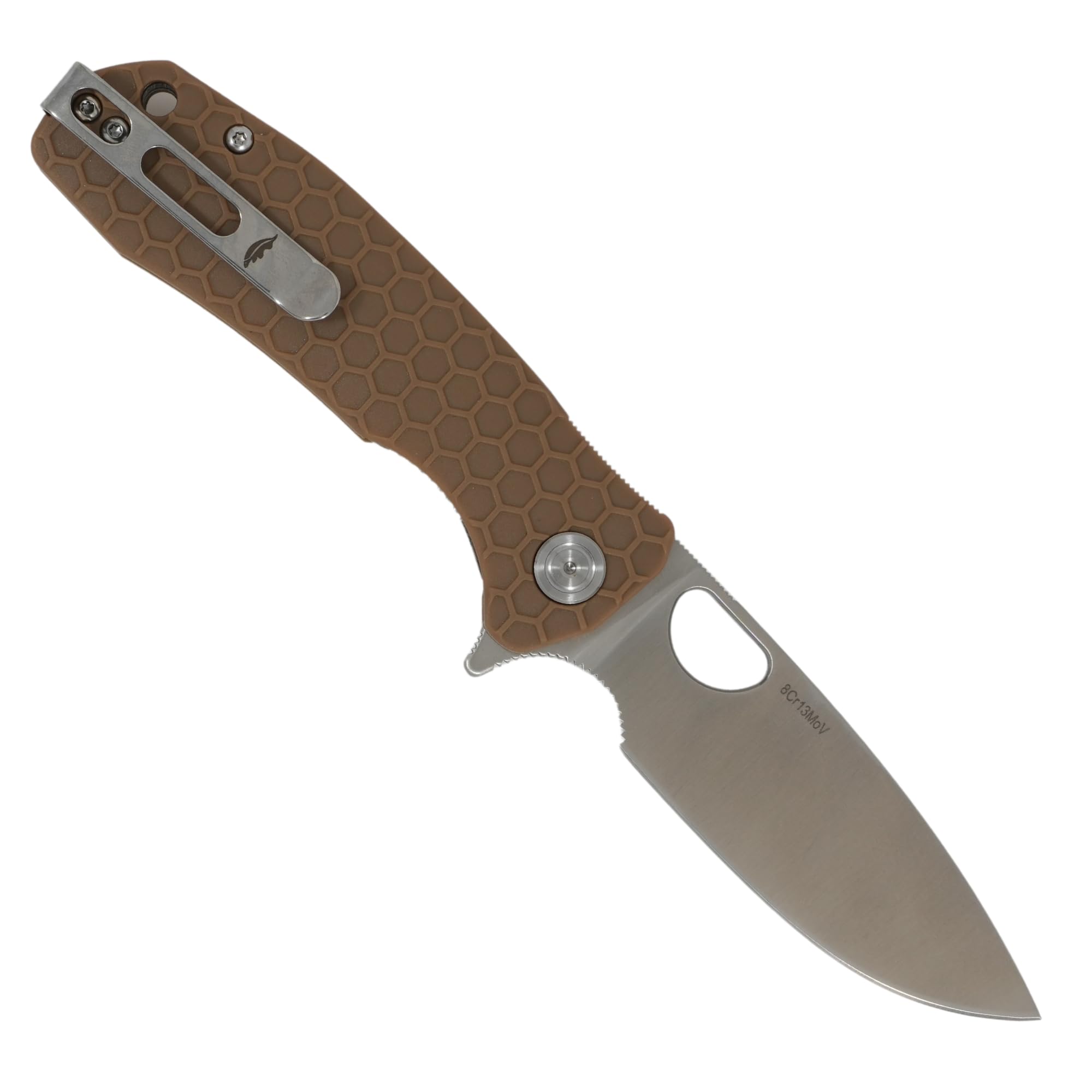 Western Active Honey Badger Small Pocket Knife EDC Drop Point Folding Utility Knife 2.8" Steel Blade, Reversible Pocket Clip, Folding Pocket Knife - (2.6oz) Drop Point Small Tan HB1022