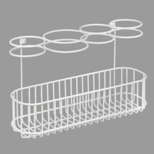 mDesign Metal Wire Cabinet/Wall Mount Hair Care & Styling Tool Organizer - Bathroom Storage Basket for Hair Dryer, Flat Iron, Curling Wand, Hair Straightener, Brushes - Holds Hot Tools - White