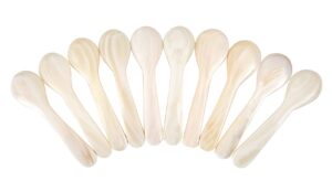 duebel set of 10 white mother of pearl 3.55′′ caviar spoons for caviar, egg, coffee serving (white, 9cmx2.4cm)