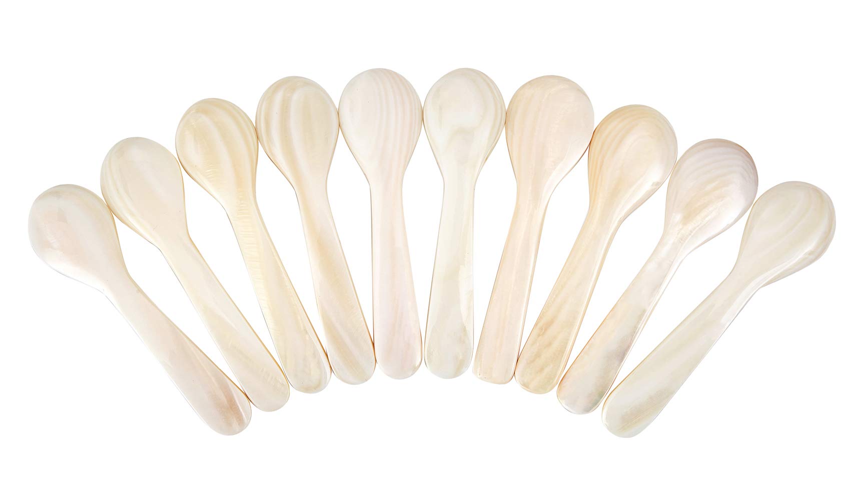 DUEBEL Set of 10 White Mother of Pearl 3.55′′ Caviar Spoons for Caviar, Egg, Coffee Serving (White, 9cmx2.4cm)