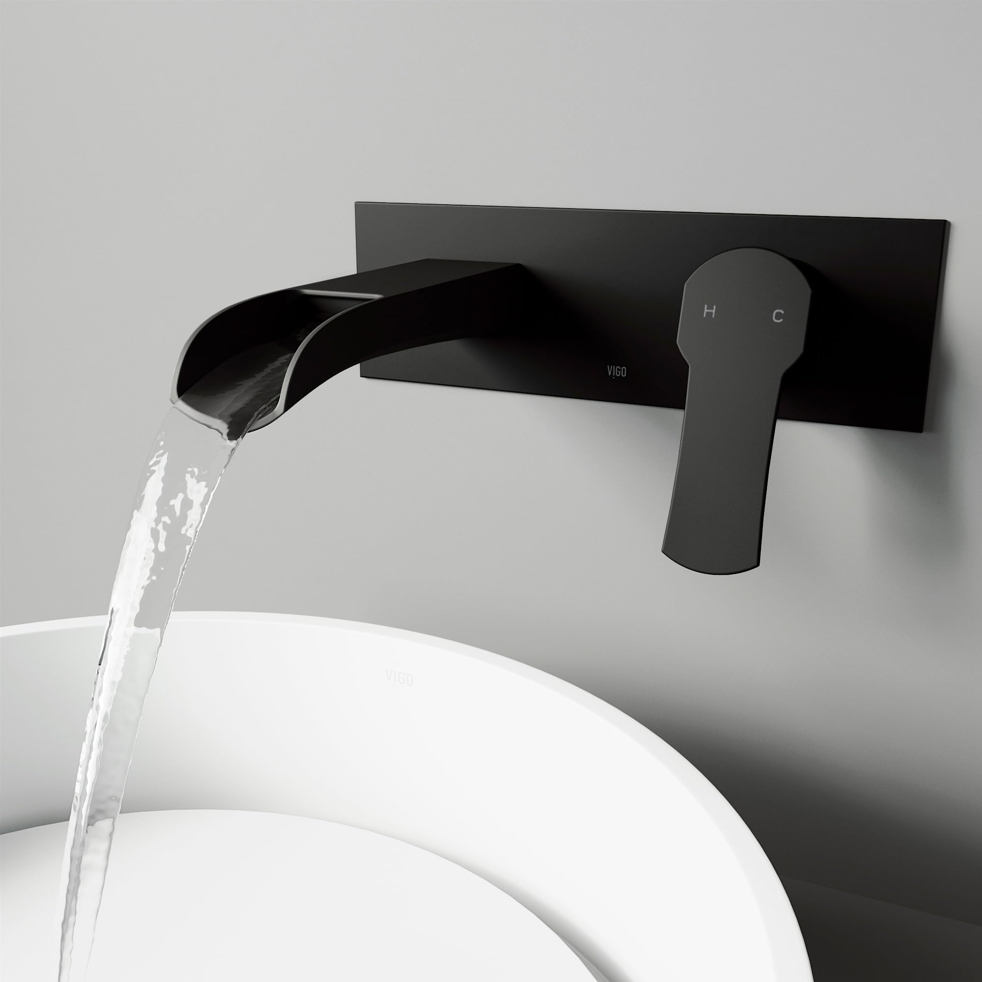 VIGO Cornelius 3.125 inch H Single Handle Bathroom Faucet in Matte Black - Wall Mount Faucet - Rough-in Valve Included VG05004MB