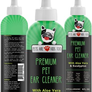 Cat & Dog Ear Cleaner Solution - Itch Relief for Dogs and Cats - Clear, No Mess Formula, Pet Ear Cleaner with Aloe Vera & Eucalyptus (1 btl)