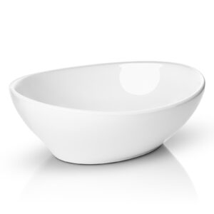 miligoré 16" x 13" oval white ceramic vessel sink - modern egg shape above counter bathroom vanity bowl