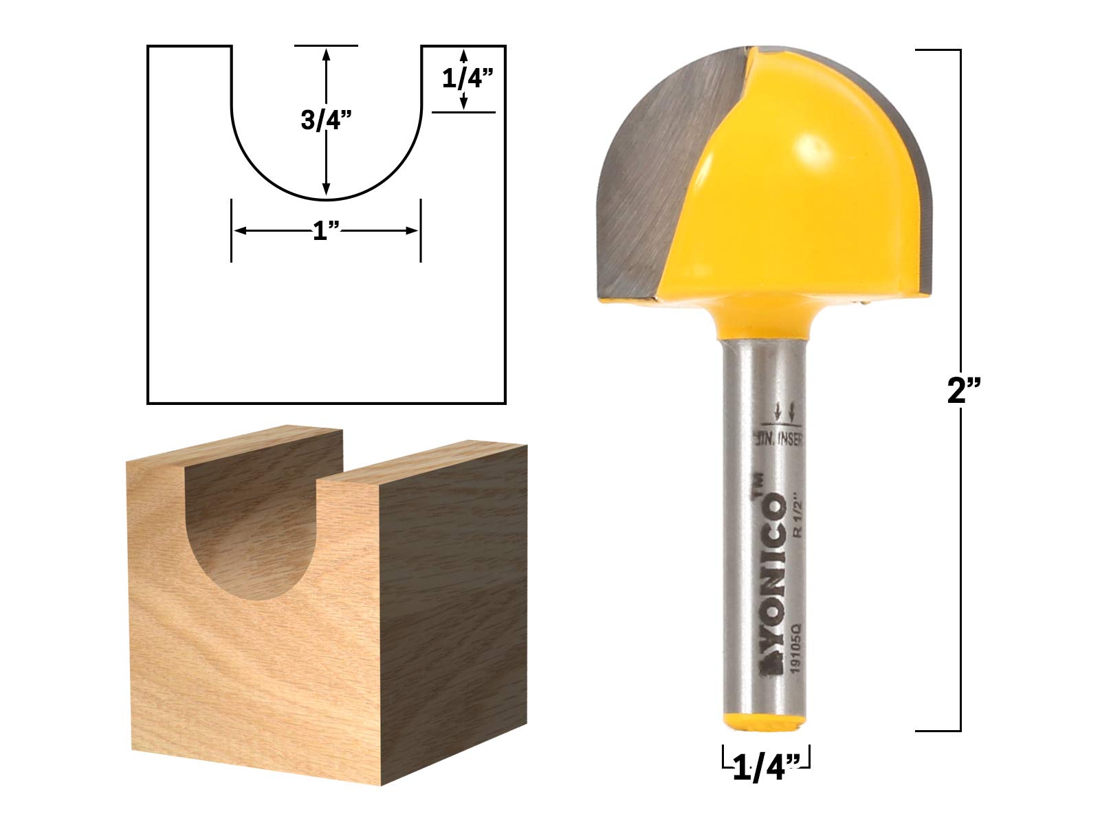 YONICO 19105q 1-Inch Diameter Core Box Router Bit 1/4-Inch Shank