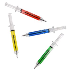 Bedwina Syringe Pens - (Bulk Pack of 24) Retractable Fun Multi Color Novelty Pen for Nurses, Nursing Student School Supplies, Birthdays, Stocking Stuffers and Toy Party Favor Gifts