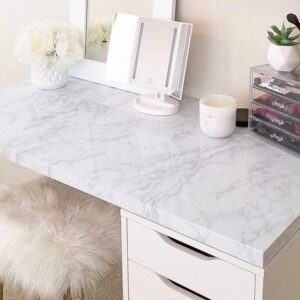 Abyssaly Marble Contact Paper for Countertops, White Gray Faux Marble Wallpaper Peel and Stick, Self Adhesive Removable Counter Top Peel and Stick Waterproof for Kitchen Backsplash 15.7" X 118"