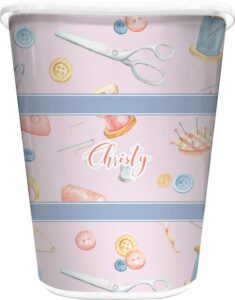 rnk shops personalized sewing time waste basket - double sided (white)