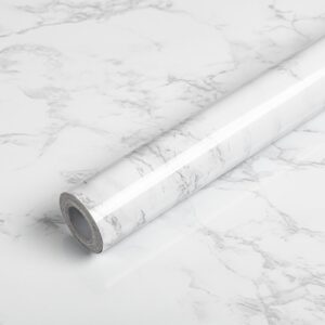 abyssaly marble contact paper for countertops, white gray faux marble wallpaper peel and stick, self adhesive removable counter top peel and stick waterproof for kitchen backsplash 15.7" x 118"