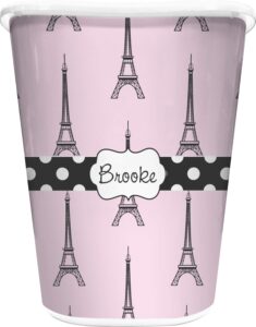 rnk shops personalized eiffel tower waste basket - double sided (black)