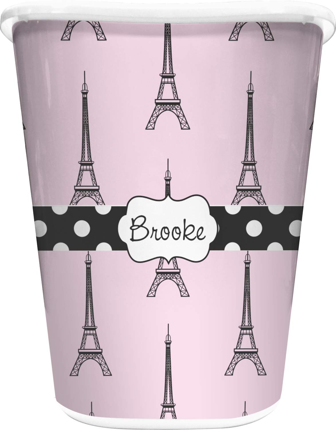 RNK Shops Personalized Eiffel Tower Waste Basket - Double Sided (Black)