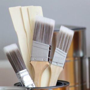 12PK 3 inch Flat Brush Premium Wall/Trim House Paint Brush Set for Professional Painter and Home Owners Painting Brushes for Cabinet Decks Fences Interior Exterior & Commercial Paintbrush.