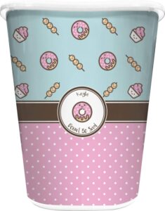 rnk shops personalized donuts waste basket - double sided (black)