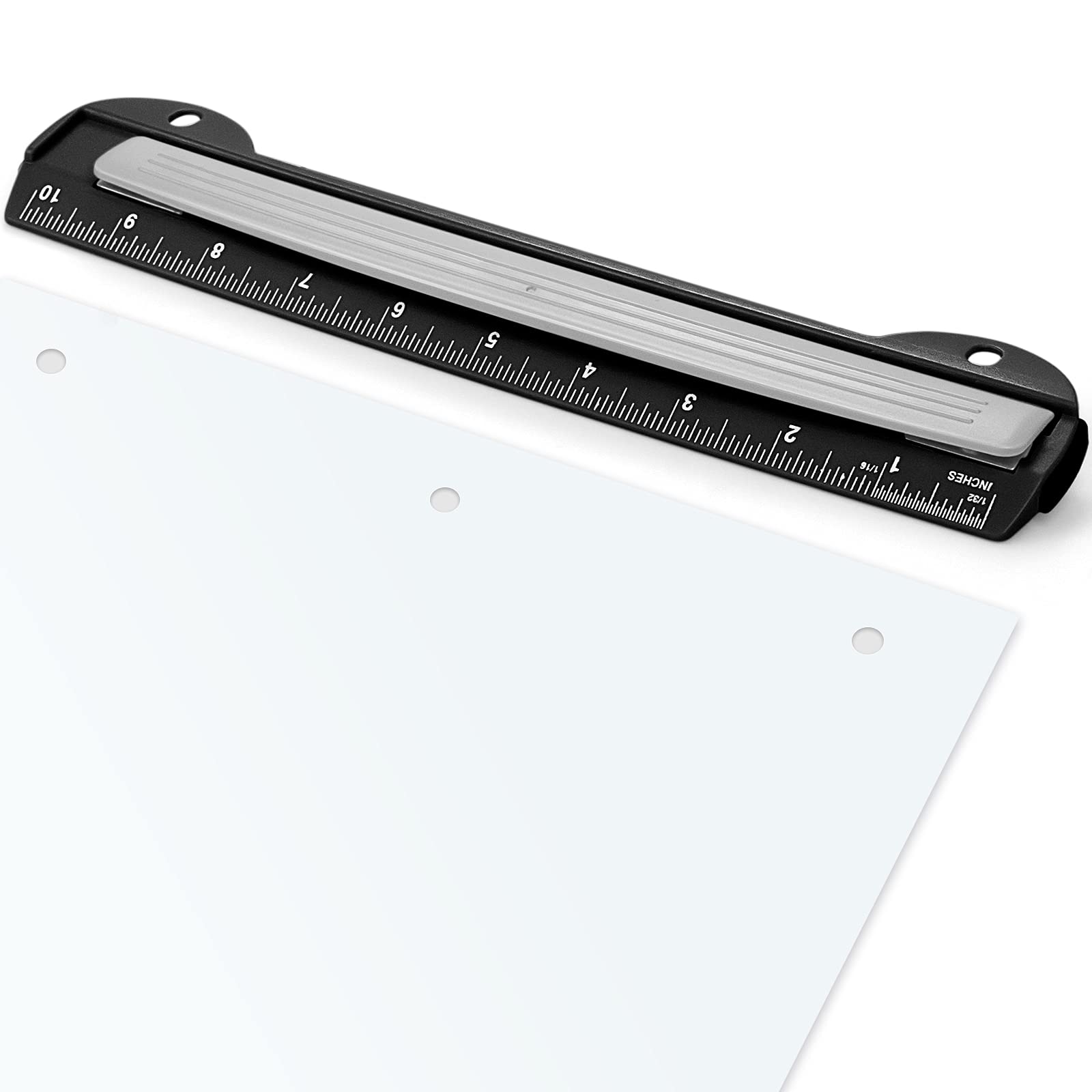 Eagle 3 Hole Punch, Portable Ring Binder 3 Hole Punch, Paper Puncher with Integrated Ruler, 5 Sheets Capacity, for Ring Binders, Office and School Supplies (Black)