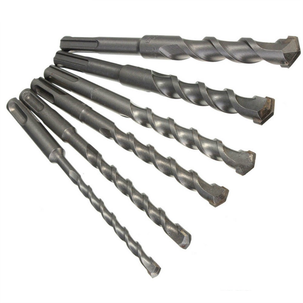 6PCS, SDS Rotary Hammer Bit Kit Carbide Drill Bits Group Sets of Concrete Masonry Wall