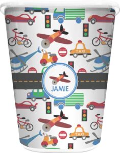 rnk shops personalized transportation waste basket - double sided (white)