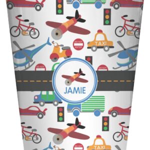 RNK Shops Personalized Transportation Waste Basket - Double Sided (White)