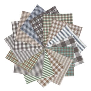 40+ lightwash neutral charm pack, 5 inch precut cotton gray taupe plaid homespun fabric squares by jcs