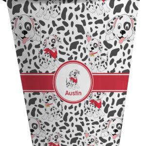 RNK Shops Personalized Dalmation Waste Basket - Double Sided (Black)