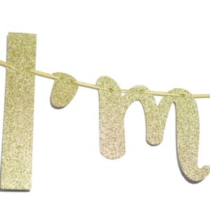 I'm Done Gold Glitter Cursive Banner Sign, Graduation Garland, 2024 Grad Party Supplies (Gold)