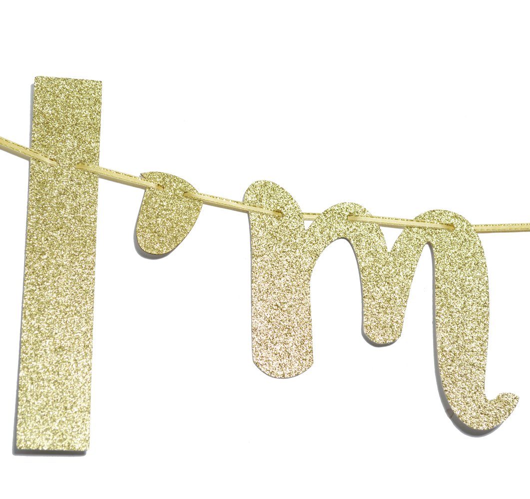 I'm Done Gold Glitter Cursive Banner Sign, Graduation Garland, 2024 Grad Party Supplies (Gold)