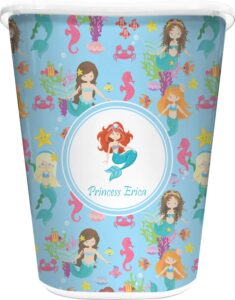 rnk shops personalized mermaids waste basket - double sided (white)