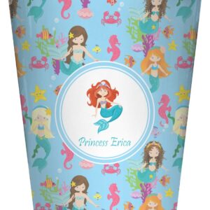 RNK Shops Personalized Mermaids Waste Basket - Double Sided (White)