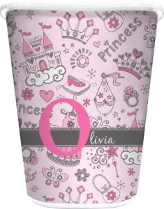 rnk shops personalized princess waste basket - double sided (white)