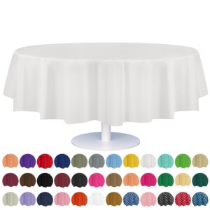 grandipity white plastic table cloth disposable (6 pk) 84in round tablecloth premium party table cloths disposable - perfect table cloth round cover for any table up to 6 feet