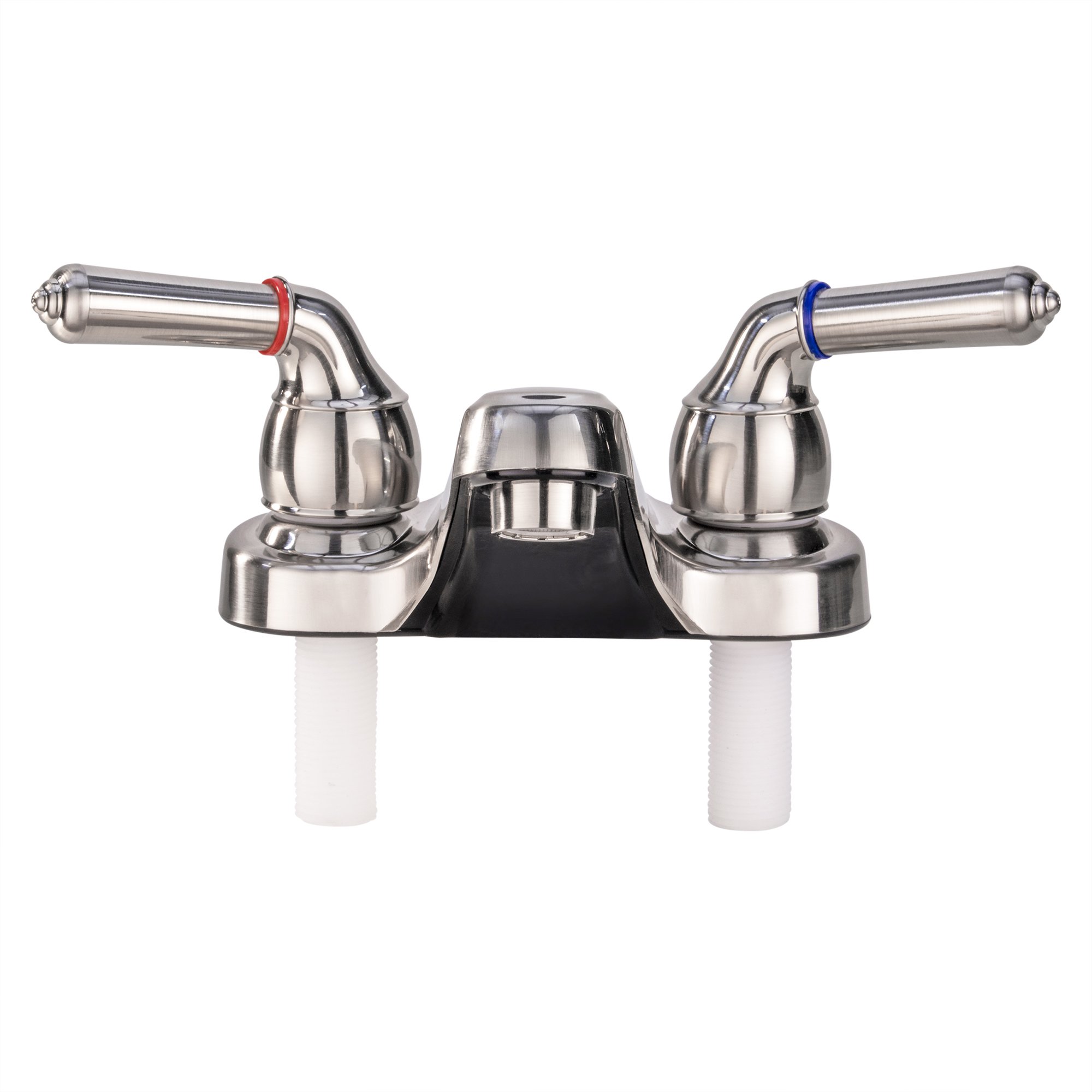 RecPro RV Rectangle Bathroom Sink (White) w/Brushed Nickel Teapot Faucet | RV Lavatory Sink w/faucet | Camper Sink