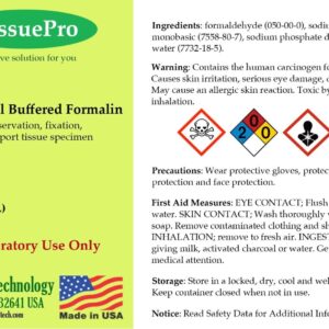 Tissue Pro - 10% Neutral Buffered Formalin (NFB) Ready-to-Use Histological Tissue Fixative, Formaldehyde Wet Specimen Preservation,1Gallon or 3.8 L, R