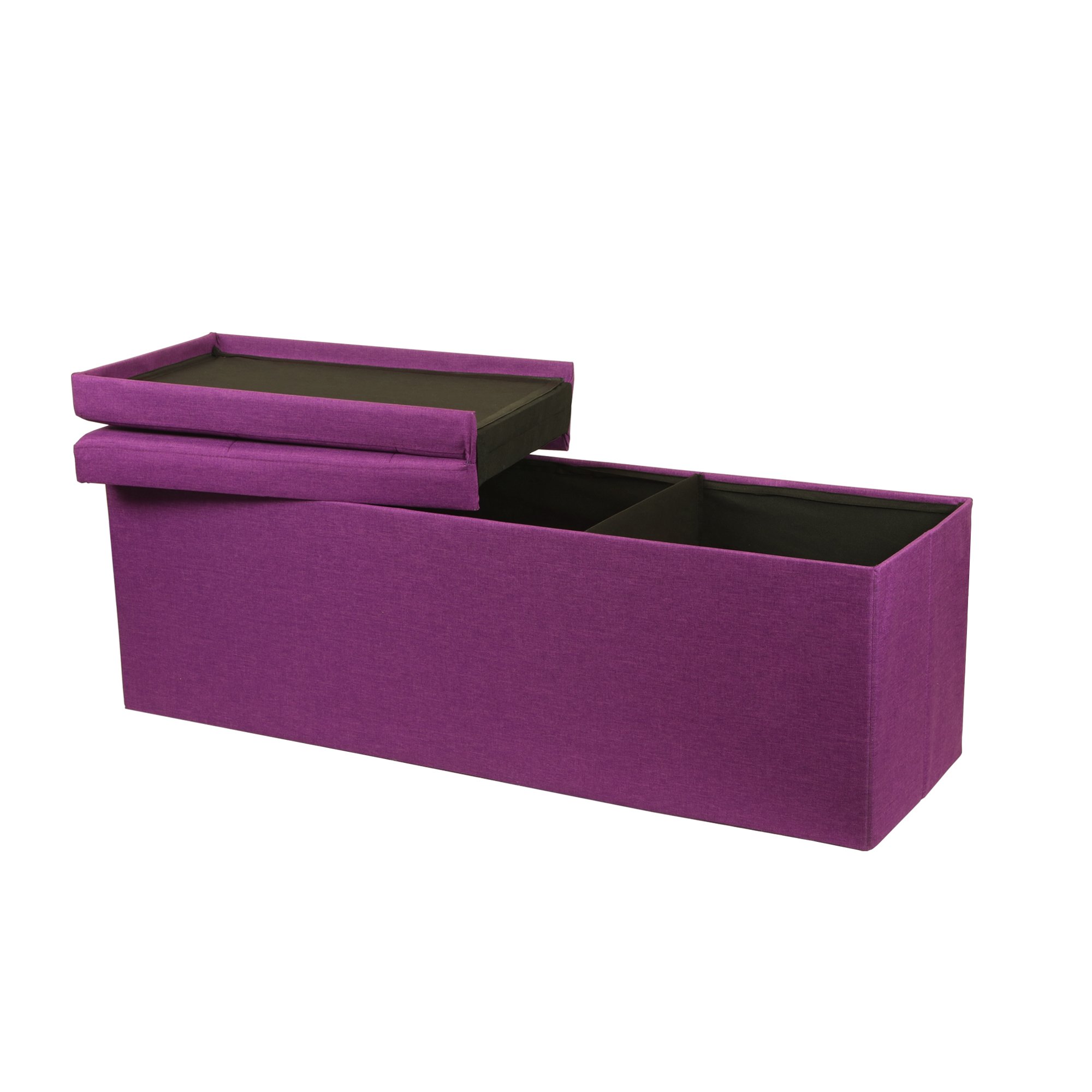 Otto & Ben Folding Box Chest Upholstered Tufted Ottomans, 45", Purple