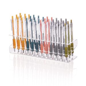 fitlyiee clear acrylic brush display pen holder z shaped pen organizer for markers coloured pencils paint brushes makeups (36 slots)