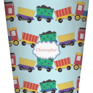 RNK Shops Personalized Trains Waste Basket - Double Sided (Black)