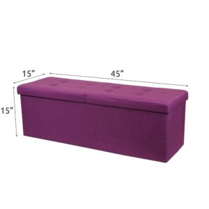 Otto & Ben Folding Box Chest Upholstered Tufted Ottomans, 45", Purple