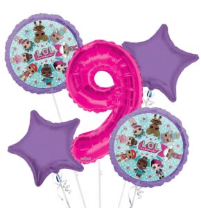 lol suprise balloon bouquet 9th birthday 5 pcs - party supplies