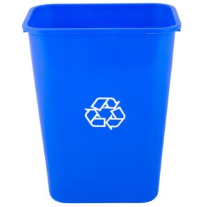 tabletop king 41 qt. / 10 gallon blue rectangular recycling wastebasket