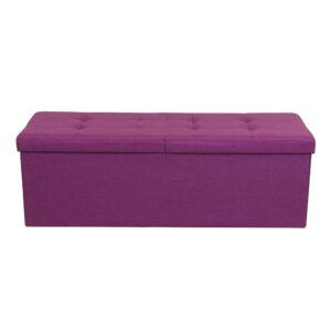 Otto & Ben Folding Box Chest Upholstered Tufted Ottomans, 45", Purple