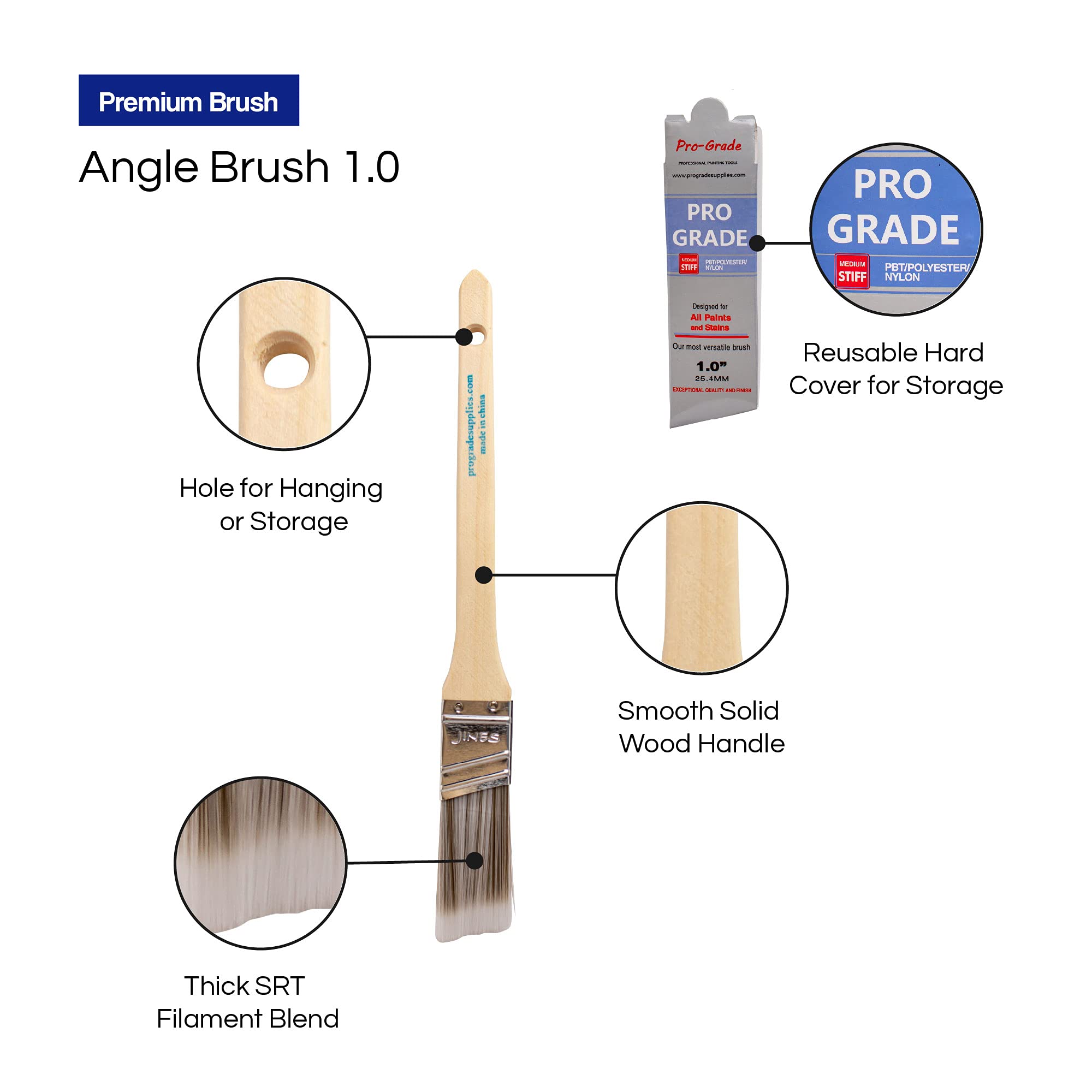 12PK 1 inch Angle Brush Premium Wall/Trim House Paint Brush Set Great for Professional Painter and Home Owners Painting Brushes for Cabinet Decks Fences Interior Exterior & Commercial Paintbrush.