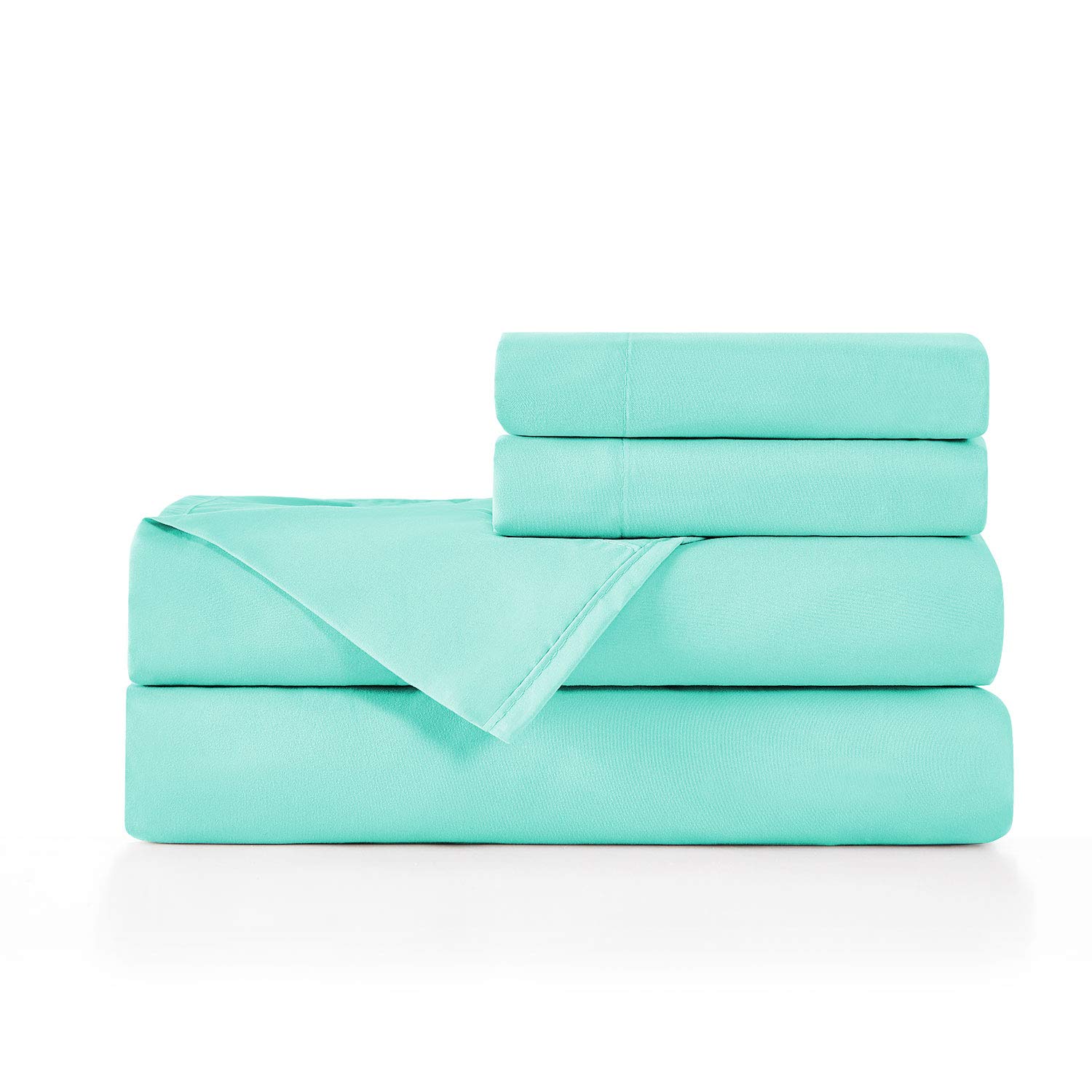 Full Size Sheet Set - Breathable Cooling Sheets - Hotel Luxury Bed Sheets - Extra Soft Sheets for Kids, Teens, Women & Men - Deep Pockets - 4 Piece Set - Wrinkle Free - Aqua Sky Blue Bed Sheets