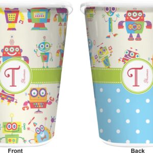 YouCustomizeIt Personalized Rocking Robots Waste Basket - Double Sided (White)