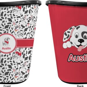 RNK Shops Personalized Dalmation Waste Basket - Double Sided (Black)