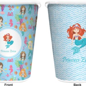 RNK Shops Personalized Mermaids Waste Basket - Double Sided (White)