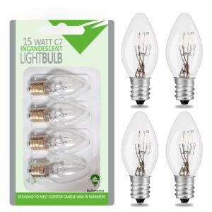 bulbmaster 15 watts night light bulbs replaces scentsy bulbs, plug-in warmers and himalayan salt lamps candelabra e12 base 4-pack