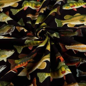 Timeless Treasures Fabrics Gone Fishing Black Fish