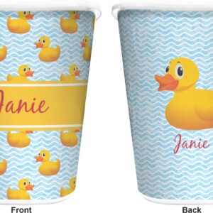 RNK Shops Personalized Rubber Duckie Waste Basket - Double Sided (White)